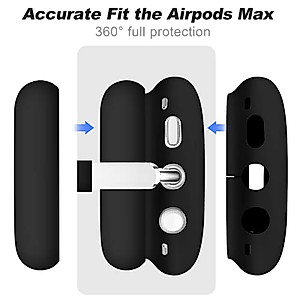 [3 in 1] Vsagier Silicone Case for AirPod Max,Ear Pad Case Cover/Ear Cups Cover/Headband Cover,Skin Anti-Scratch, Accessories Ultra Protective Cover for Apple AirPods Max(Black)
