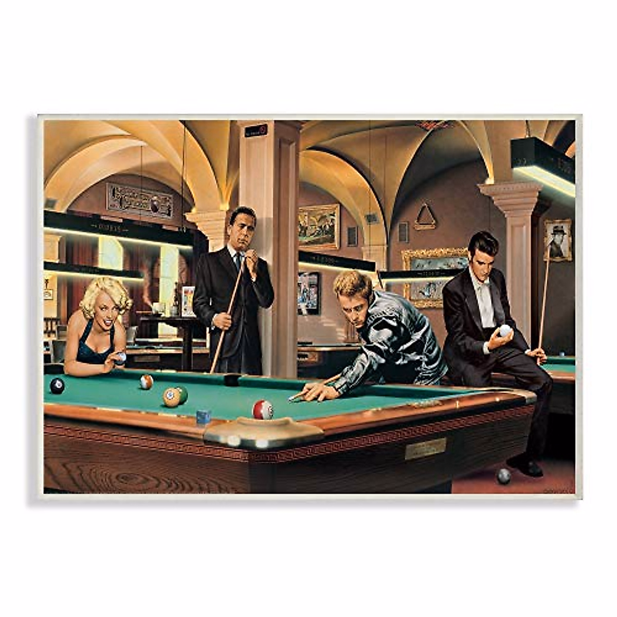 Stupell Industries Pool Game Vintage Hollywood Movie Star Classic Illustration, Design by Artist Jadei Graphics Art, 10 x 0.5 x 15, Wall Plaque