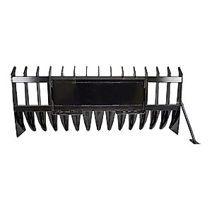 Titan Attachments Skid Steer Root Rake Attachment 84in Wide, Universal Quick Tach Hookup, Root Clearing Brush Rake, Land Clearing Site Prep Implement, Roll Debris, Silage, Brush to Burn Pile