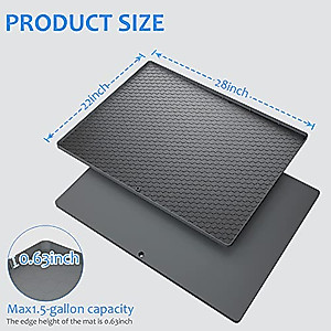 Under Sink Mats for Kitchen Waterproof - Under Sink Mat 28" x 22", Undersink Mats for Bottom of Kitchen Sink, Under the Sink Mat with Drain Hole, Cabinet Protector, Under Sink Tray for Drips, Leaks