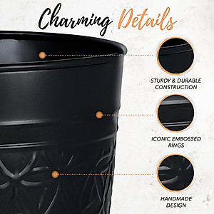 Autumn Alley Black Trash Can for Bathroom, Round Open-Top Bathroom Trash Basket Black Stylish Metal Black Waste Basket for Bedroom, Office Bathroom Accessories, Black