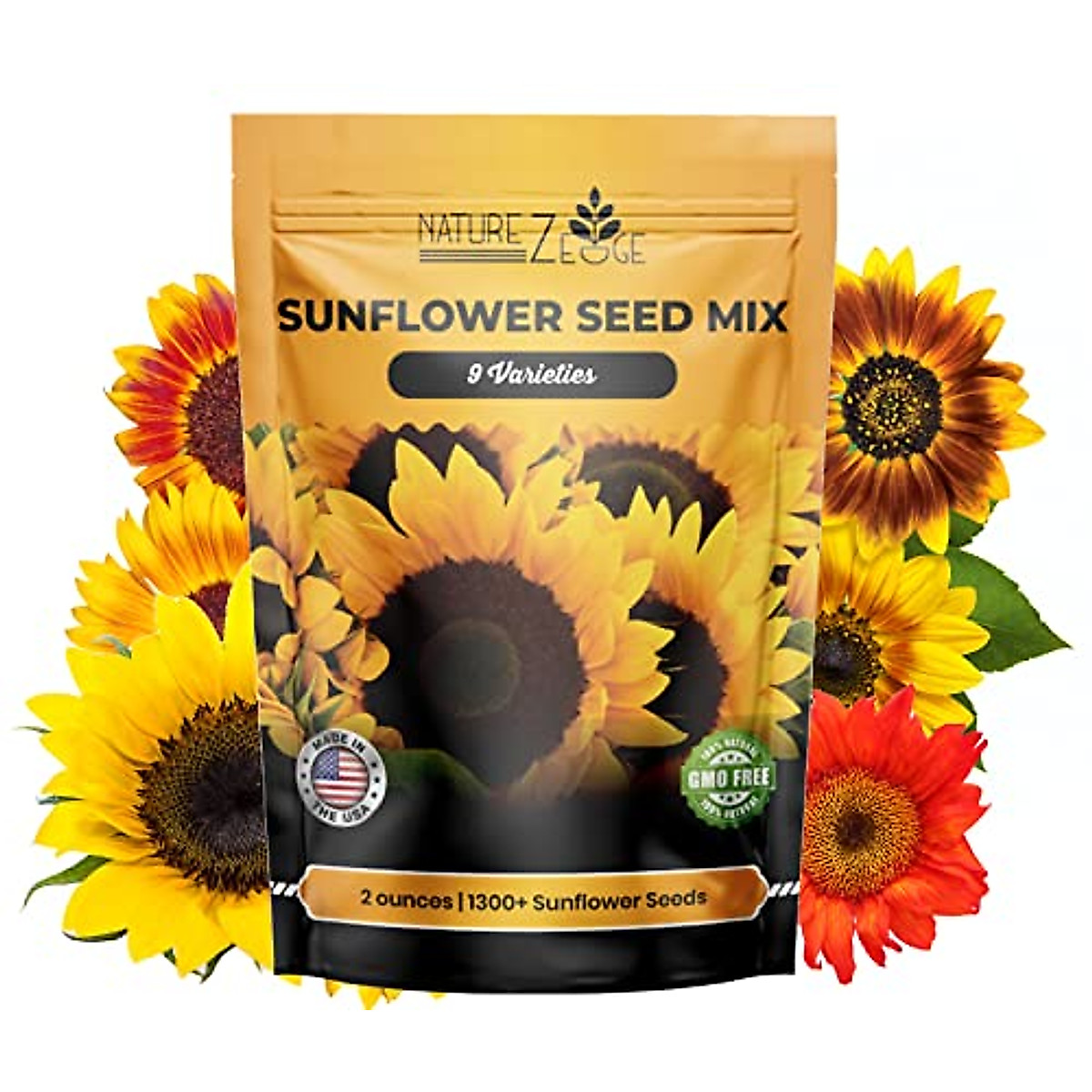 NatureZ Edge 1300+ Sunflower Seeds Variety Pack, Sunflower Seeds for Planting, Get More Sunflower Seeds to Plant, Non-GMO