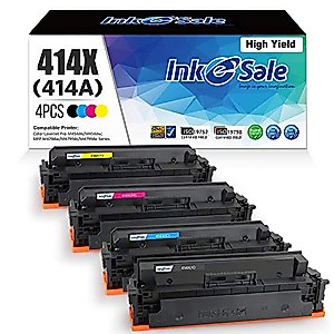 INK E-SALE 4-Packs Compatible Toner Cartridge Replacement for HP 414X 414A M454dw M479fdw for HP Color Pro M454dw M454dn MFP M479fdw M479fdn Black Cyan Yellow Magenta Printer