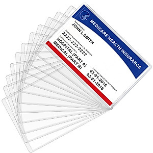 MaxGear New Medicare Card Holder Protector Sleeves 6 Pack, 12 Mil Clear PVC Water Resistant Medicare Card Protectors Sleeves for New Medicare Card, Business Cards, Social Security Card Protector