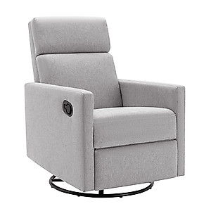 LUMISOL Swivel Glider Rocker Recliner Chair, Manual Glider Reclining Sofa Chair for Nursery, Linen Upholstered Glider Rocker with High Back for Living Room, Bedroom, Grey