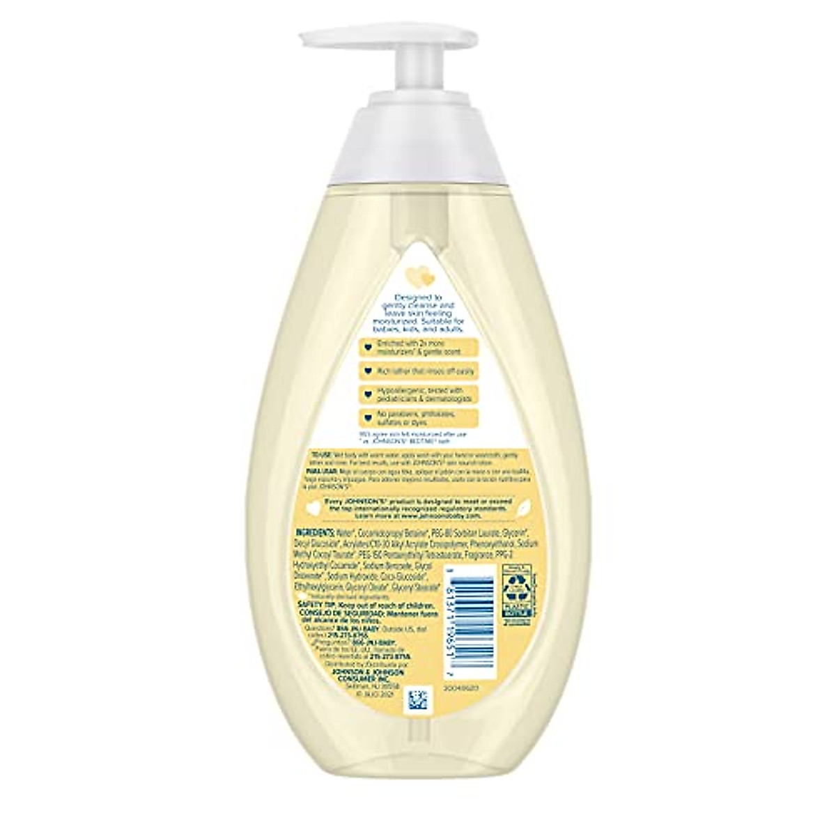Johnson's Baby Skin Nourishing Moisture Baby Body Wash with Shea & Cocoa Butter, Hypoallergenic & Tear Free Baby Bath Wash, Paraben-, Dye-, Sulfate & Phthalate-Free, 20.3 fl. oz