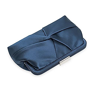 IXEBELLA Evening Bag for Women Formal Clutch Elegant Frame Satin Cocktail Prom Wedding Party Purse (Navy Blue)