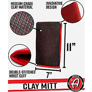 Adam's Clay Mitt (2 Pack) - Medium Grade Clay Bar Infused Mitt | Car Detailing Glove Quickly Removes Debris from Your Paint, Glass, Wheels, & More