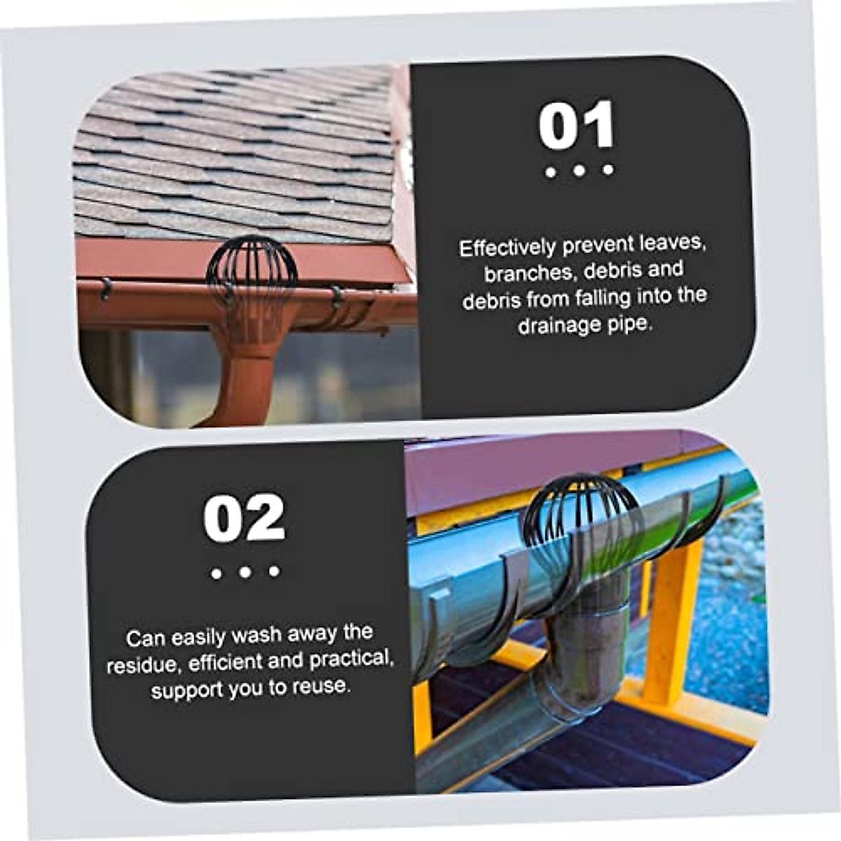 DOITOOL 2 Pcs Eaves Filter Cover Plastic Funnel Round Balloons Plastic Balloons Downpipe Leaf Guard Downspout Guard Rain Gutter Screens Drainage Pipe Strainer Cover Roof Downpipe Strainers