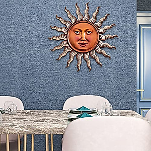 UXZCVIO Metal Sun Face Garden Art Decorations, Outdoor Hanging Wall Decor Sculptures for Home Garden Yard