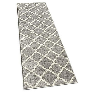 Harbor Trellis Grey Quatrefoil Geometric Modern Casual 2x7 (2'3" x 7'3" Runner) Easy to Clean Stain/Fade Resistant Shed Free Contemporary Traditional Moroccan Lattice Soft Living Dining Room Rug