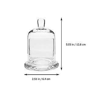Bell Jar Glass Display Dome Cloche Terrarium Jar Plant Cover Cake Dessert Display Stand Candle Holder Cup Glass Dome for Plants Succulents Fairy Lights Photos 12. 8cm