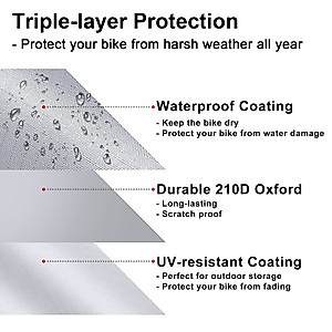 Bike Cover Outdoor Storage Waterproof Bicycle Cover Rain Sun UV Snow Dust Wind Proof Bicycle Covers- Foldable Bike Storage Bag with Anti-theft Lock Hole for Mountain Bike and Road Bike Covers