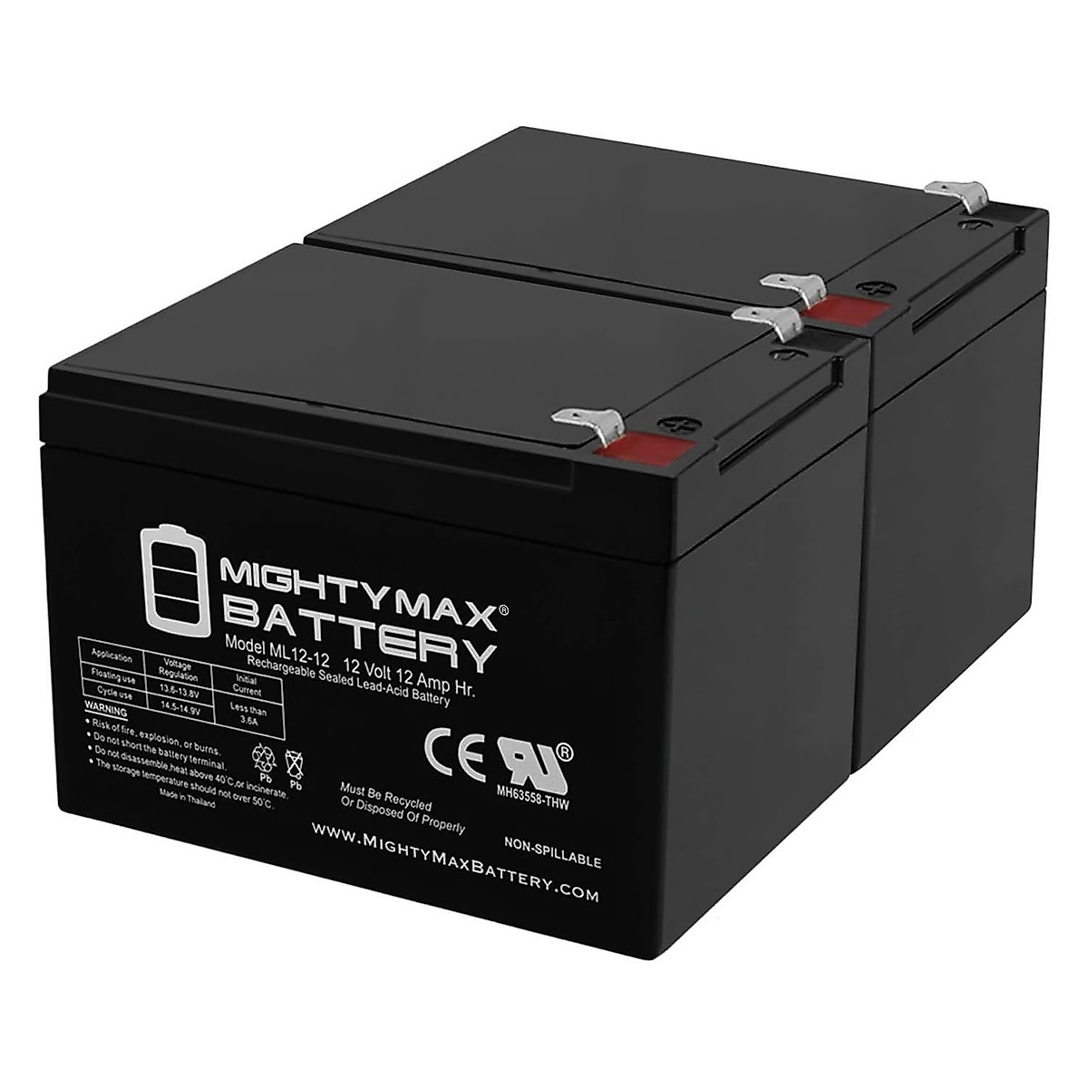 Mighty Max Battery 12V 12AH Replacement Battery for Pride Mobility BATLIQ1013-2 Pack