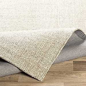 Mark&Day Area Rugs, 8x10 Giles Solid and Border Ivory Area Rug Beige Cream Carpet for Living Room, Bedroom or Kitchen (8' x 10')