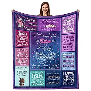 Sister Gifts Blanket 60"x50", Sisters Gifts from Sister, Sister Birthday Gifts for Sister from Sisters, Sister Gifts for Women, Sister Gifts Ideas for Anniversary Mothers Day, to My Sister Blankets