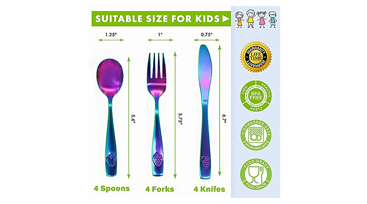 12 Piece Kids Stainless Steel Utensil Set - Safe & Fun