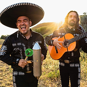 Needzo Maracas Musical Instrument, Large Colorful Wooden Pair with Hand Painted Flower Design, Latin Percussion for Adults, 8 Inches