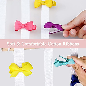 LIOUCBD Bow Holder for Girls Hair Bows, Hair Accessories Headband Holder Organizer, Bow Hanger with Hooks, Hair Clips Storage for Girls Room Nursery Home Decor 23.6 inch(White)