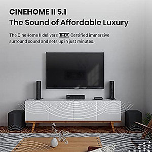 Enclave CineHome II - 5.1 Wireless Plug and Play Home Theater Surround Sound System - Dolby, DTS WiSA Certified - Includes 5 Custom Designed Wireless Speakers, 8-inch Subwoofer & CineHub Transmitter