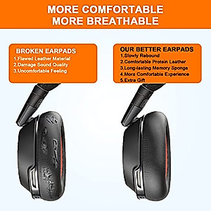 Replacement Ear Pads for Plantronics Voyager 8200 UC, Earpads Cushions Compatible with Plantronics BackBeat Pro 2 Wireless Headphones, Premium Protein Leather Softer Memory Foam Noise Canceling