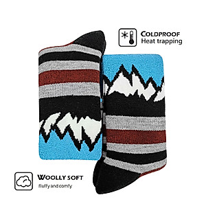 HIGHCAMP 2 Pairs Kids Merino Wool Ski Snowboard Socks Boy Girl Toddler Snow Socks/Stripe Blue, M