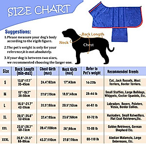 HhiMyOct Dog Drying Coat - Fast Drying Dog Towel Robe - Microfiber Dog Drying Bag Super Absorbent Pet Bathrobe, Adjustable Collar & Belly Strap Fast Drying Coat Pet Dog Cat Bath Robe Towel