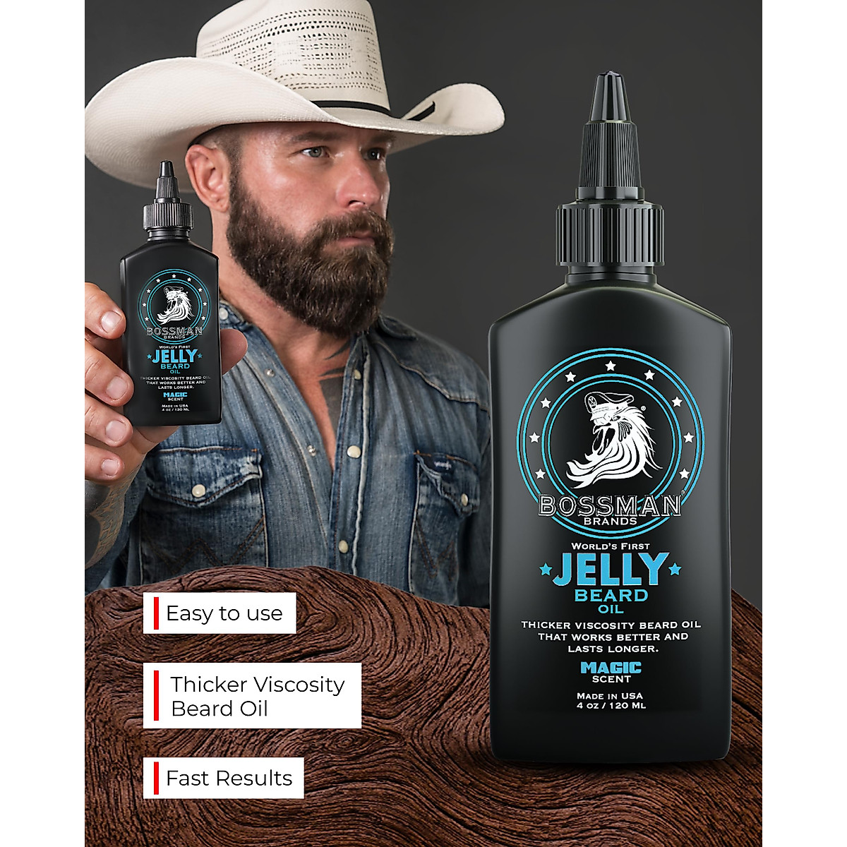 Bossman Beard Oil Jelly (4oz) - Beard Growth Softener, Moisturizer Lotion Gel with Natural Ingredients - Beard Growing Product (Magic Scent)