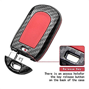 TANGSEN Smart Key Fob Case Compatible with Buick Encore Regal Sportback 4 Button Keyless Entry Remote Personalized Protective Cover Plastic Black Carbon Fiber Pattern Red Silicone
