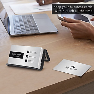 WWW Metal Business Card Holder for Desk,6 Pack Desktop Name Card Organizer Business Card Display Holders,Premium Card Holder for Office-Black
