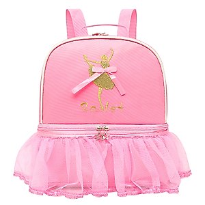 Dorlubel Cute Ballet Dance Backpack Tutu Dress Dance Bag with Key Chain Girls (Pink7 of tutu girl)