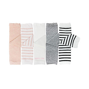 Bowbear 5 Pair Baby and Toddler Leg Warmers, Happy Legs Pink & Gray