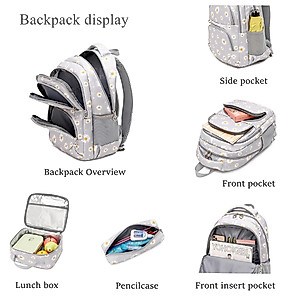 3Pcs Daisy Prints Backpack Sets Kids Bookbag Primary School Daypack Elementary Students Knapsack for Teens Girls