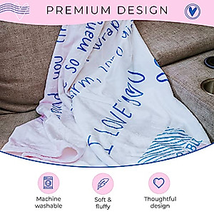 J&A Homes Gifts for Mom - Premium Blanket for Mom from Daughter - Meaningful Blankets, Mothers Birthday Gift from Son I Love You Throw Blanket 65” x 50” (Purple Pink)