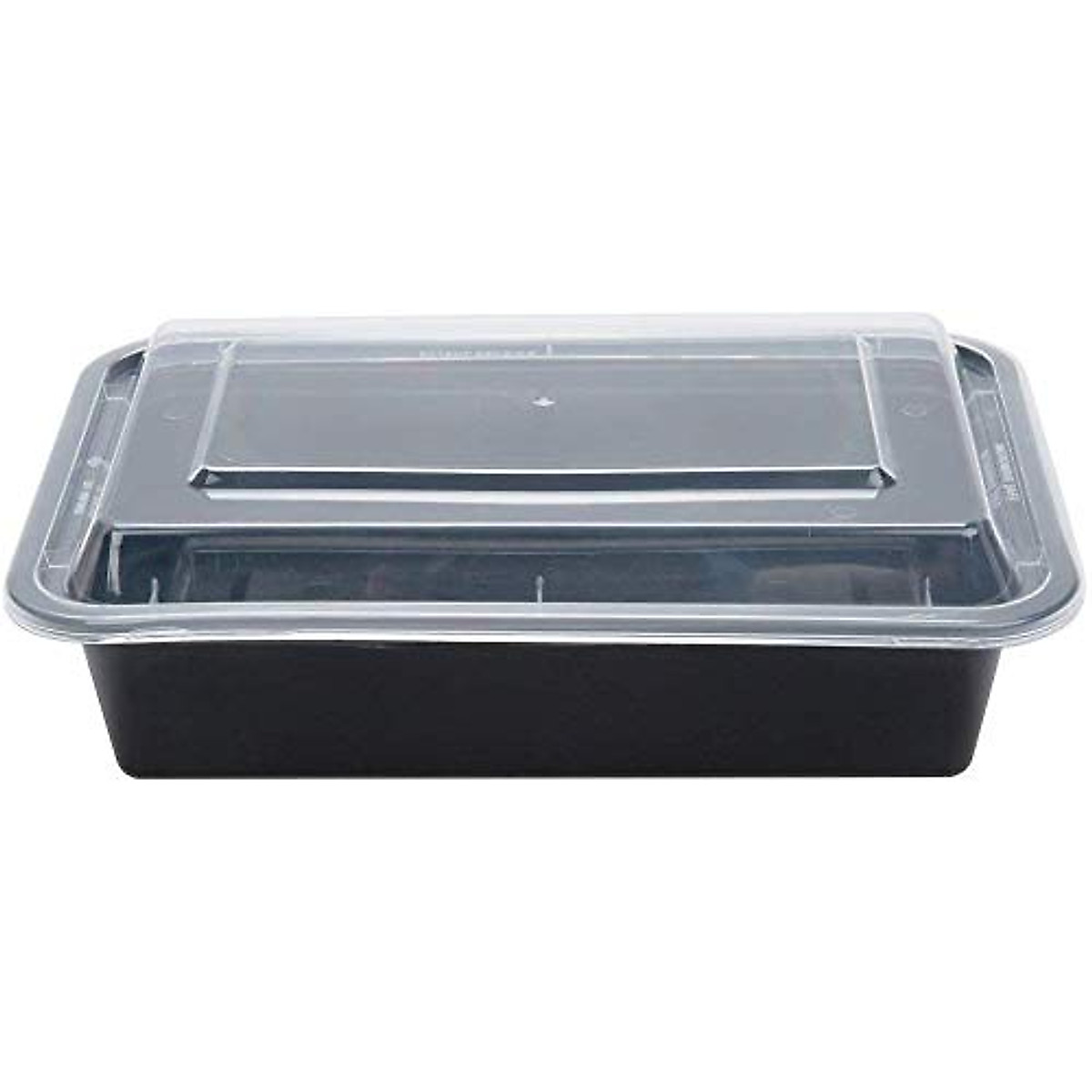 SAFEPRO 38 oz. Black Rectangular Microwavable Container with Clear Lid (Case of 100)