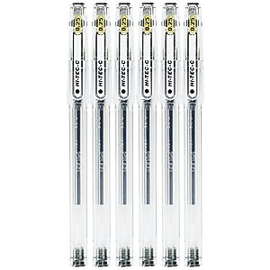 Pilot Hi-Tec-C 025 Gel Ink Ballpoint Pen, Ultra Fine - 0.25mm, Black, LH-20C25-B, 6 Pack