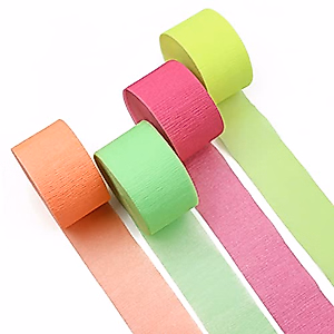 800feet Blacklight Party Streamer Decorations 8 Rolls Glow Crepe Paper UV Reactive Fluorescent Neon Paper Streamers Glow Party Supplies and Decorations for Wedding, Birthday, Neon Party, Fiesta Party