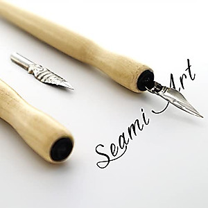 6Pcs Calligraphy Pen Nib Holder Cartoon Comic Pen Metal Dip Pen Set Grip Wooden Pen Holder for Drafting Drawing