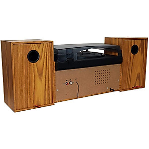 Boytone BT-28SPW Bluetooth Classic Record Player Turntable All-in-One with AM/FM Radio, CD/Cassette Player, 2 Separate Stereo Speakers, Record from Vinyl, Radio, and Cassette to MP3, SD slot, USB, AUX