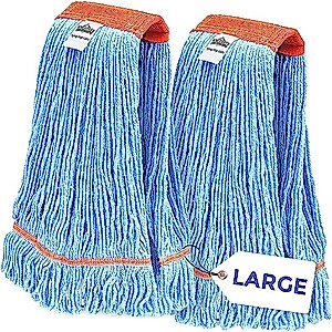 Nine Forty 2-Pack Industrial and Commercial-Grade Looped End Wet Mop Head Refill - Heavy Duty 20 Inch 4-Ply Premium Synthetic Yarn - for Optimal Absorption and Durability - Blue (2 Pack, Large)