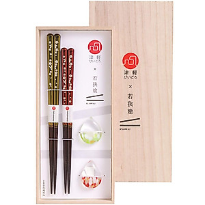 Kawaii 028781 Chopsticks and Chopsticks Holder, Tsugaru Vidro x Wakasa, Painted Gift, Cherry Blossom Corridor, Made in Japan