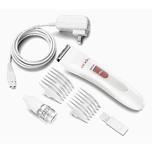 Andis 24630 Women's Personal Electric Trimmer - Detachable Stainless-Steel Blade - for Legs, Underarms Hair Removal - Rechargeable Cordless Slim Design - 6-Piece Kit, White