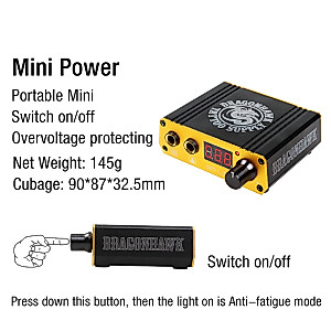 Dragonhawk Lcd Dual Tattoo Machine Gun Power Supply Foot Pedal Clip Cord P077 (Golden)