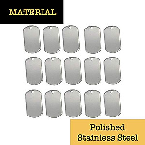 BELMAKS Military Dog Tags Shiny Polished - Stainless Steel Rolled Edge Backing Blank Dog Tags 100 PCS