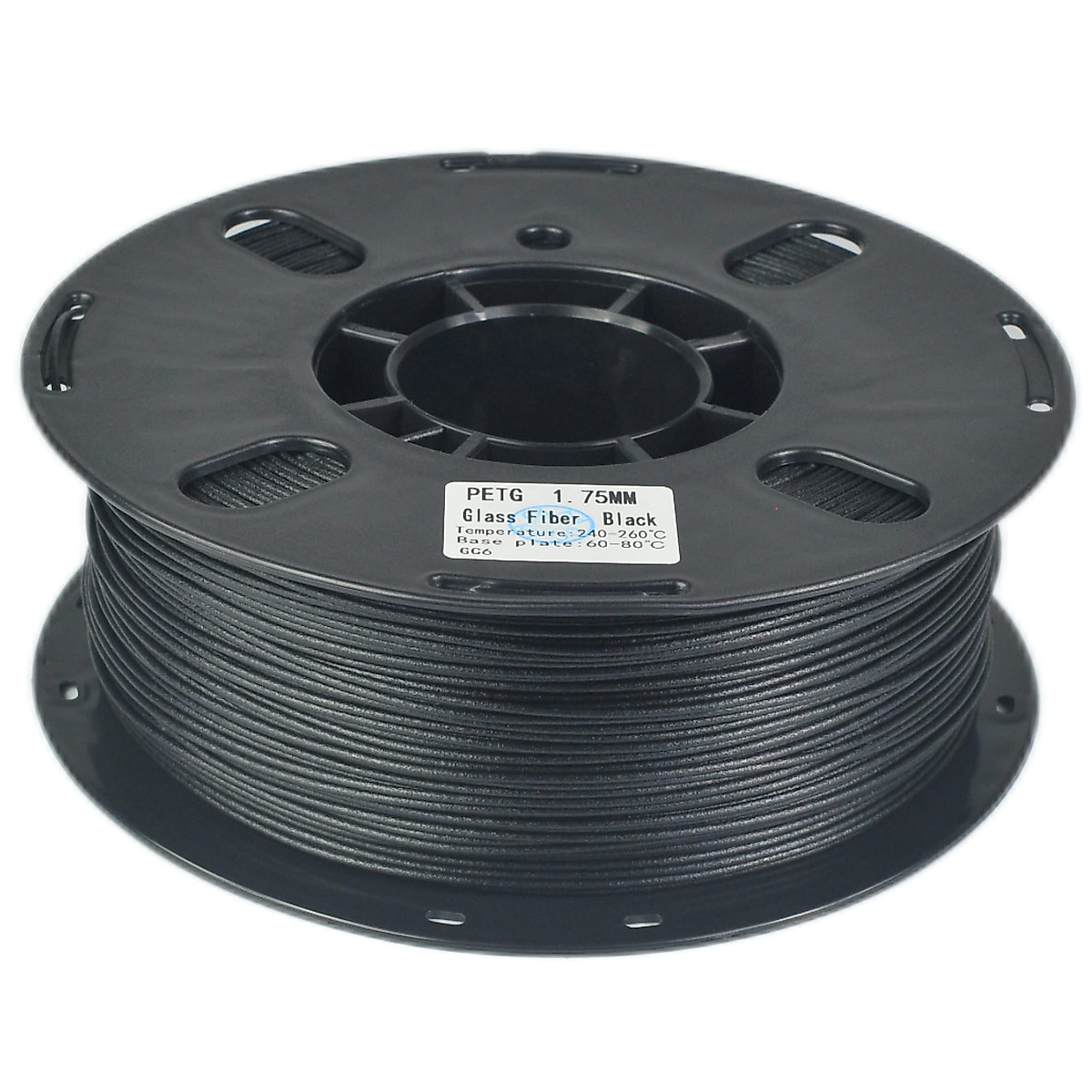 RANKI Glass Fiber Petg Filament 1.75mm 1KG, Outdoor Use Tough Glass Fiber PETG 3D Printer Filament, High Temperature Resistance, 1 KG Spool, (Black)