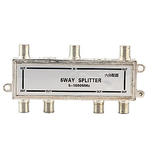 6 Way Splitter, Zinc Alloy 6 Way Coax Cable Splitter 5-1000MHz CATV TV Antenna Coaxial Signal Split