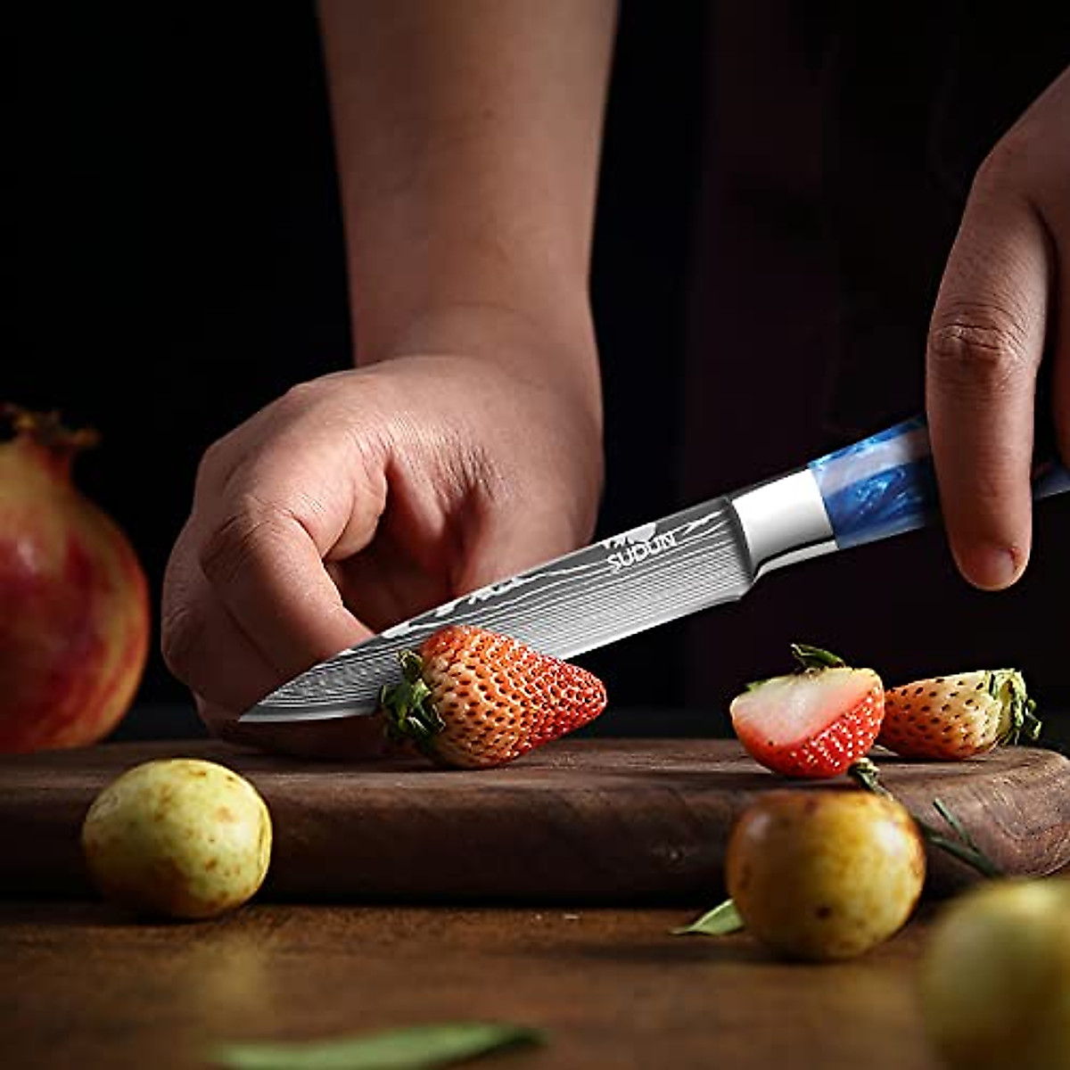 SUDUN Professional Paring Knife 3.5 inch Small Kitchen Knife Ultra Sharp German Stainless Steel 7Cr17Mov Fruit and Vegetable Cutting Chopping Knives - Full Tang Ergonomic Handle