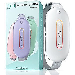 Slimpal Heating Pad for Cramps, Portable USB Cordless Heating Pad with Massager for Back Pain Relief, Heat Belt Gifts for Women White