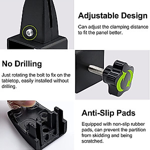 4PCS Sneeze Guard Partition Clamp Adjustable Plexiglass Divider Support Clamps,C Clamp Base Partition Clamp,Sneeze Guard Clamps for Desk Privacy Panel