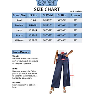 GRAPENT Women's High Waisted Baggy Bell-Bottom Jeans, Darkness Blue, Size 4